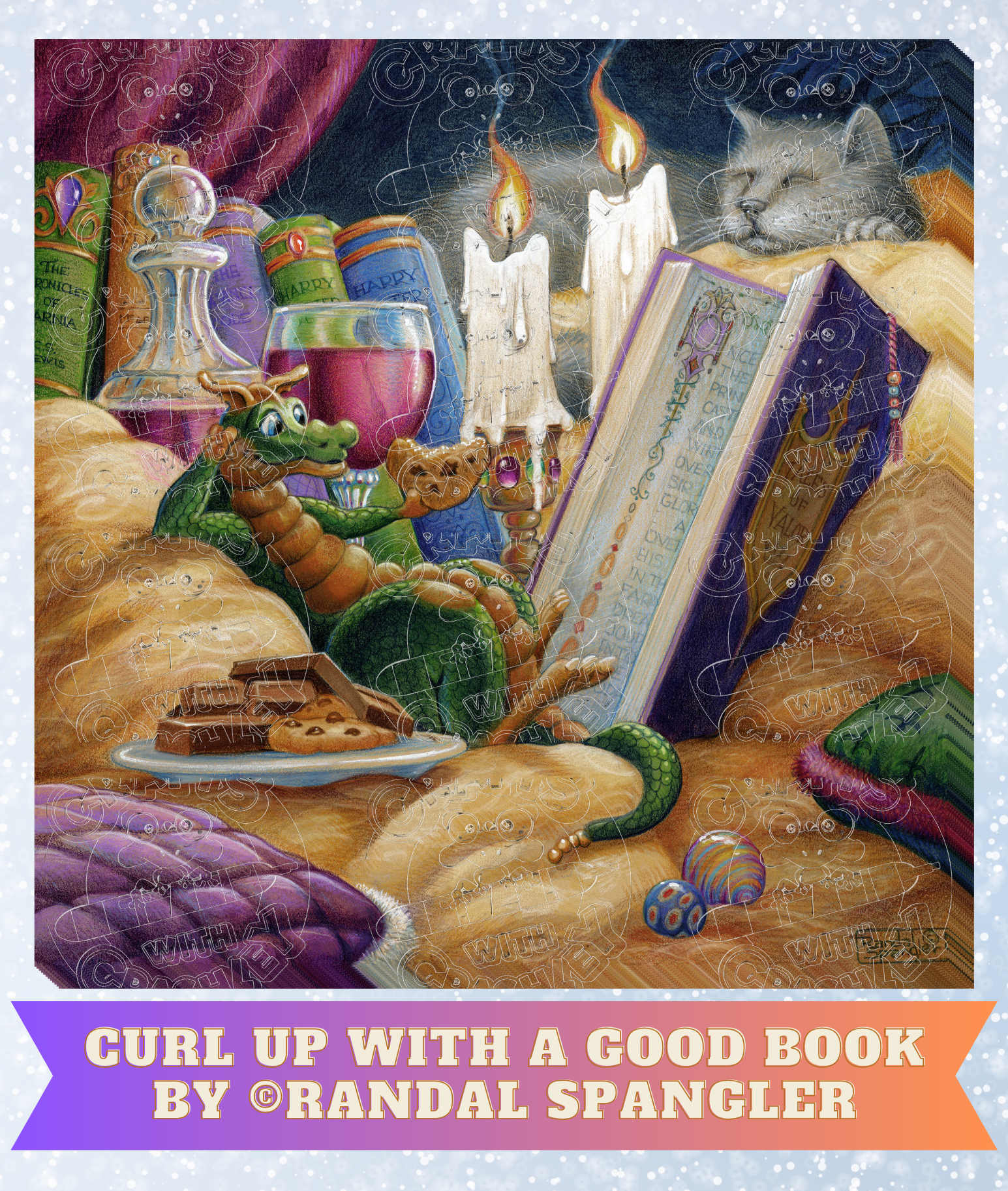 "Curl Up with a Good Book" by ©Randal Spangler Premium Decorative Rele ...